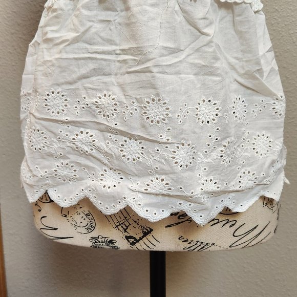 Tops | White Crochet Cutout Lace Panel Backless Halter Top New | Poshmark